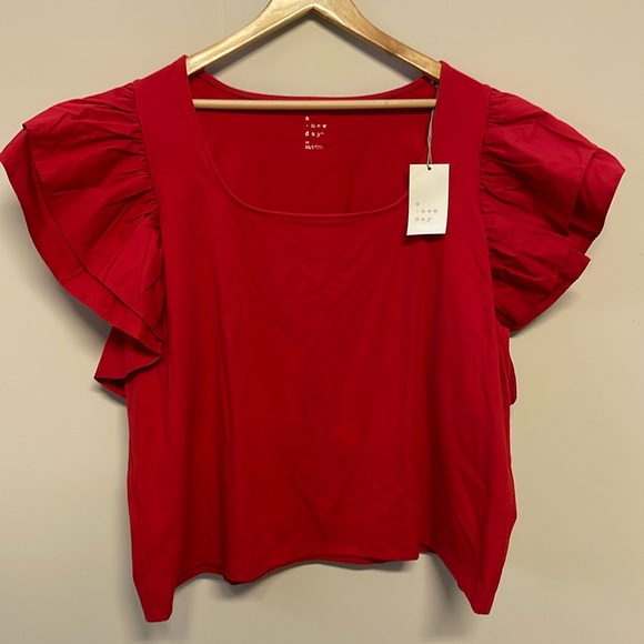 a new day | Tops | 424 Nwt Red Statement Sleeve Top | Poshmark